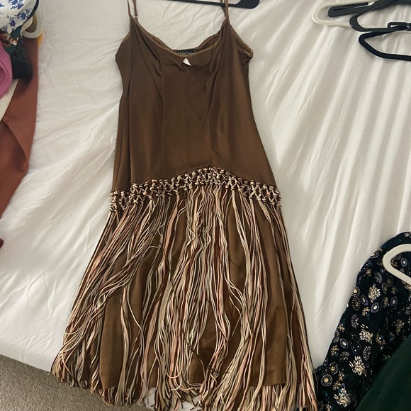 bebe | Dresses | Vintage Bebe Black Tassel Gown Mini Short Dress Small ...